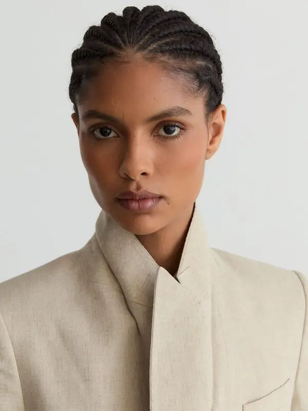 REISS Kit Linen Double-breasted Suit Blazer