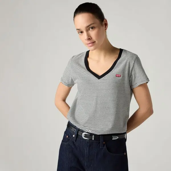 LEVI'S Striped V-neck T-shirt