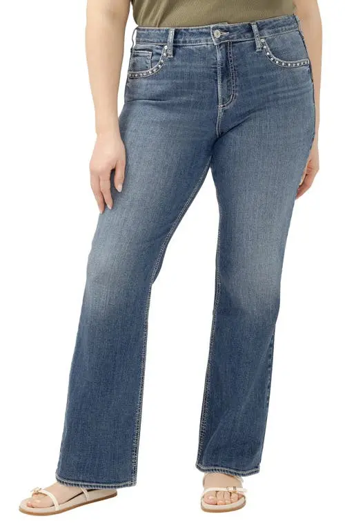 SILVER JEANS CO. Avery Curvy Studded High Waist Bootcut Jeans - Crossroads