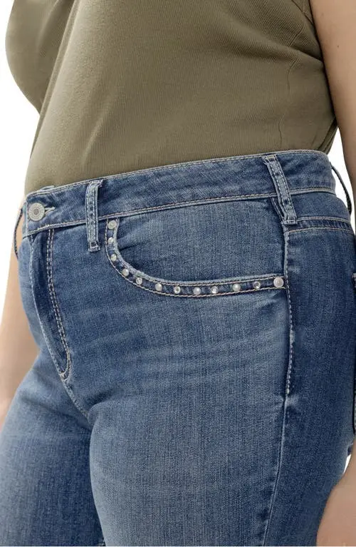 SILVER JEANS CO. Avery Curvy Studded High Waist Bootcut Jeans