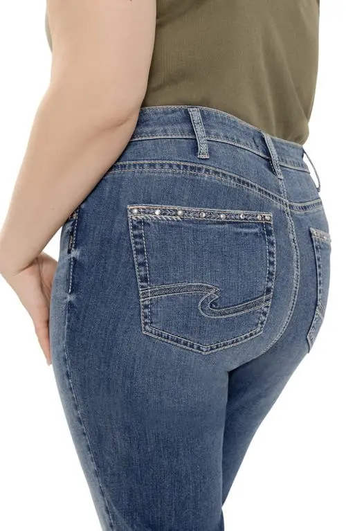 SILVER JEANS CO. Avery Curvy Studded High Waist Bootcut Jeans