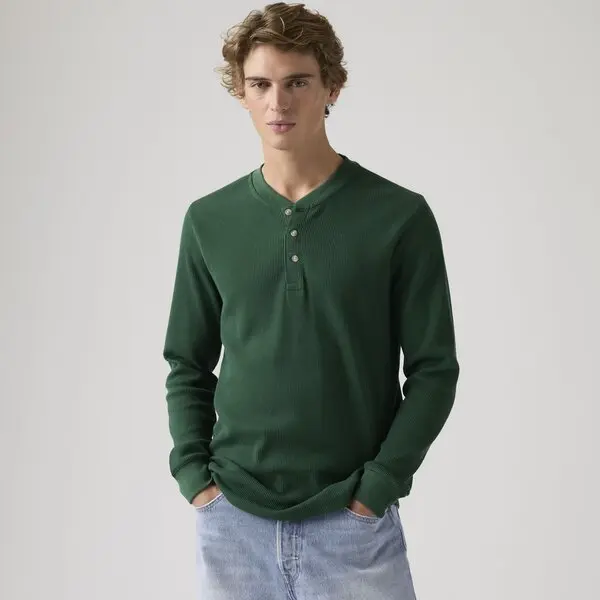 LEVI'S Long-sleeve Thermal Henley - Dark Green