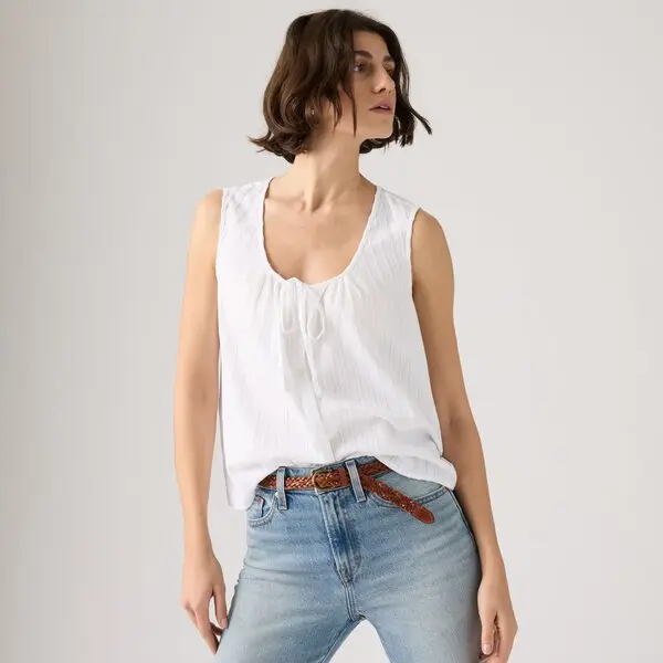 LEVI'S Luella Blouse With Tie Neck Detail - Bright White