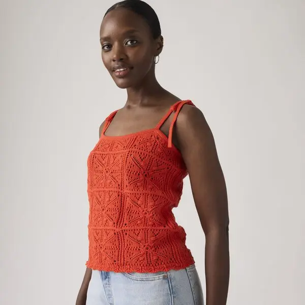 LEVI'S Abbey Tie-shoulder Sweater Tank Top - Signal Red