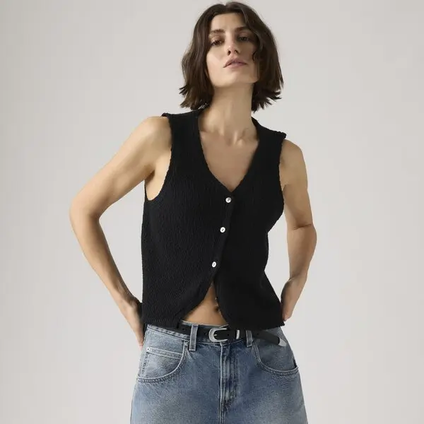 LEVI'S Helen Mini Boucle Vest Sweater - Anthracite Night