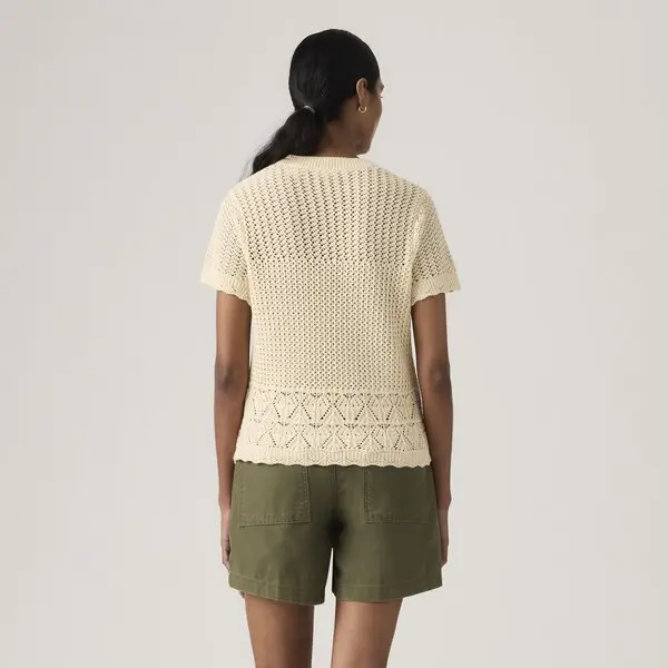 LEVI'S Isabelle Crochet Short Sleeve Sweater - Seedpearl