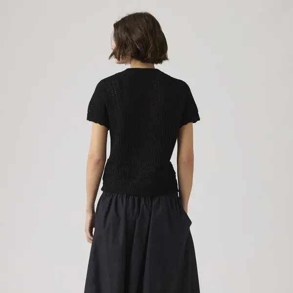 LEVI'S Isabelle Crochet Short Sleeve Sweater - Anthracite Night