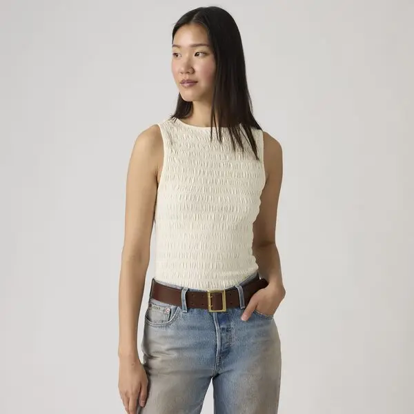 LEVI'S Bella Smocked Tank Top - Egret