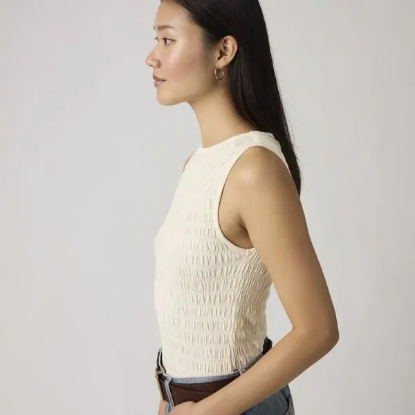 LEVI'S Bella Smocked Tank Top - Egret