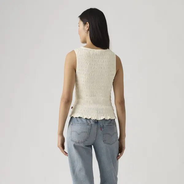 LEVI'S Bella Smocked Tank Top - Egret
