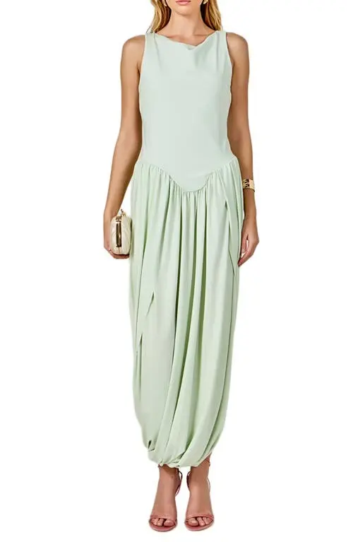 Endless Rose Sleeveless Flowy Maxi Dress With Pleated Skirt And Side Vent - Mint