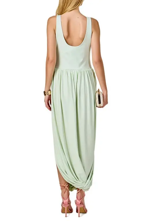 Endless Rose Sleeveless Flowy Maxi Dress With Pleated Skirt And Side Vent