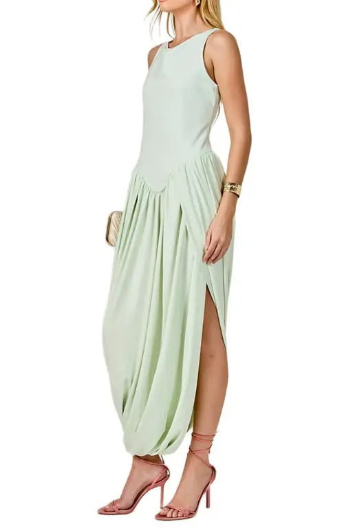 Endless Rose Sleeveless Flowy Maxi Dress With Pleated Skirt And Side Vent