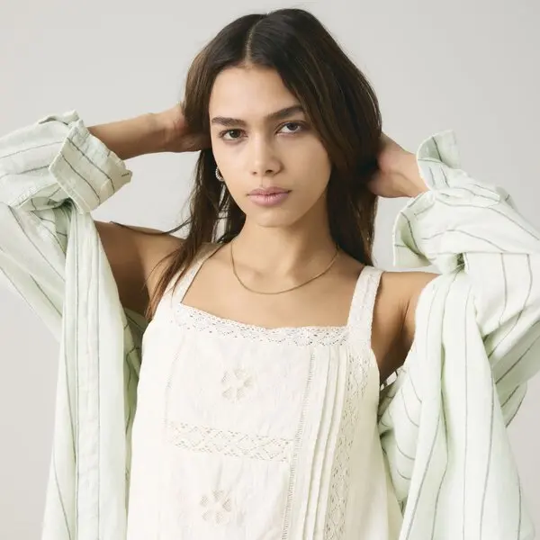 LEVI'S Kate Mini Dress With Square Neckline And Tiered Design - Cloud Dancer
