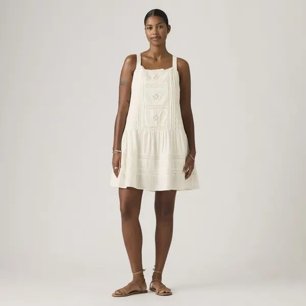 LEVI'S Kate Mini Dress With Square Neckline And Tiered Design - Cloud Dancer