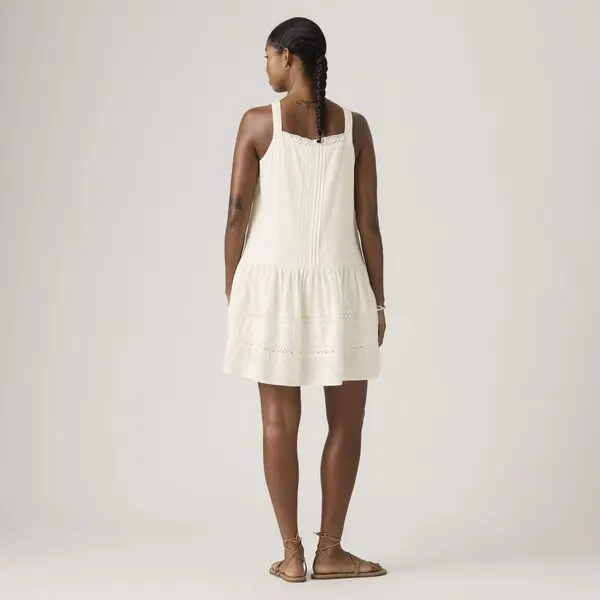 LEVI'S Kate Mini Dress With Square Neckline And Tiered Design - Cloud Dancer