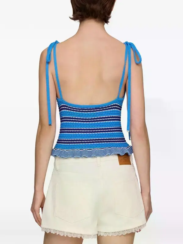 GANNI Striped Pointelle Knit Top