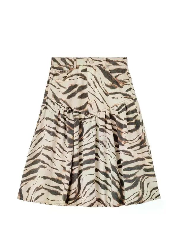 GANNI Zebra-print Gathered Skirt