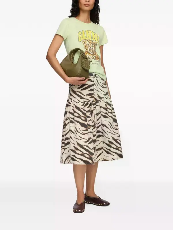 GANNI Zebra-print Gathered Skirt