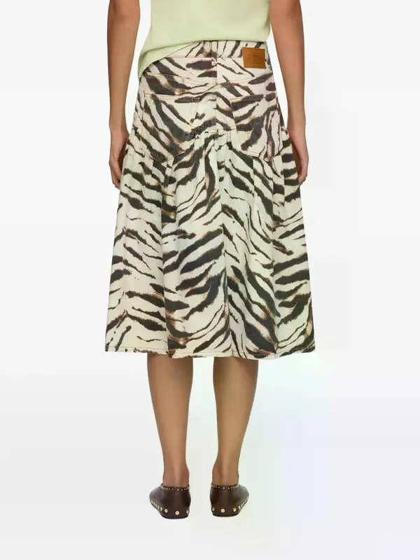 GANNI Zebra-print Gathered Skirt