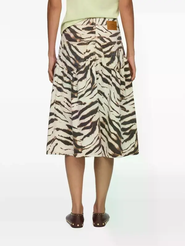 GANNI Printed Midi Denim Skirt