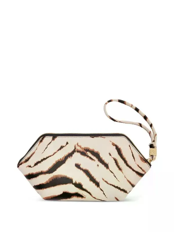 GANNI Bou Zebra-print Clutch Bag - Neutrals