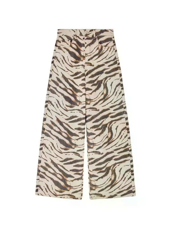 GANNI Lari Zebra Print Jeans - Neutrals
