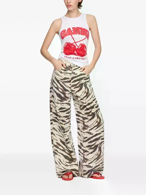 GANNI Lari Zebra Print Jeans