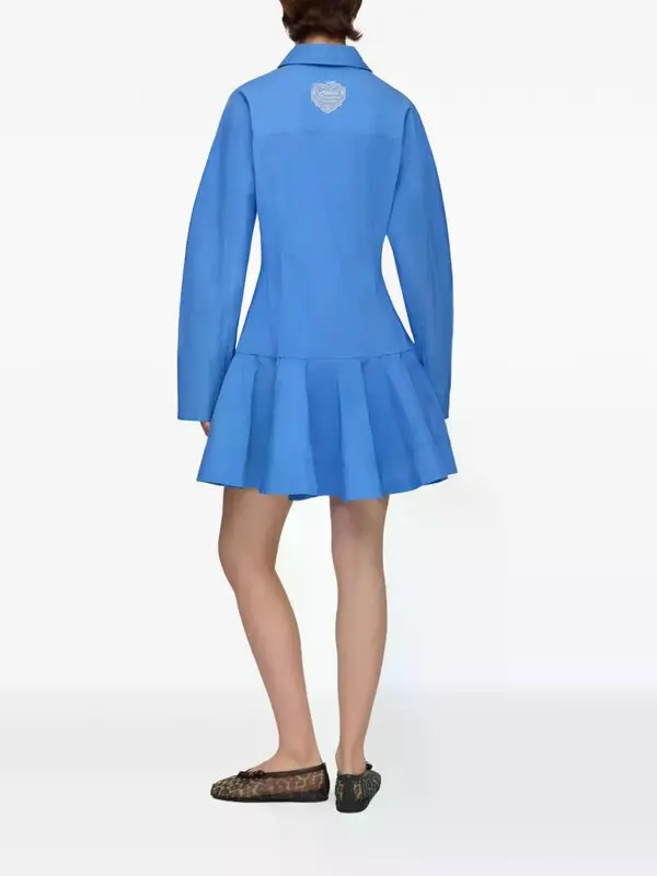 GANNI Cotton Shirt Dress With Ruffled Hem