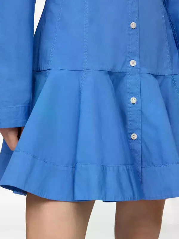 GANNI Cotton Shirt Dress With Ruffled Hem
