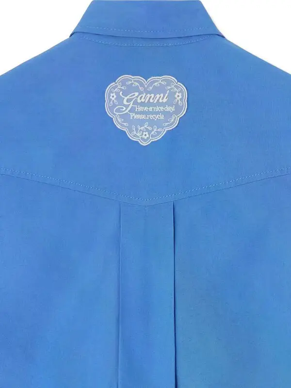 GANNI Cotton Shirt Dress With Ruffled Hem