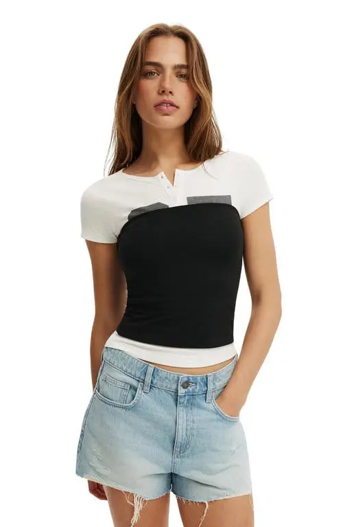 COTTON ON Mid Rise Denim Cutoff Shorts - Laurel Blue Rip