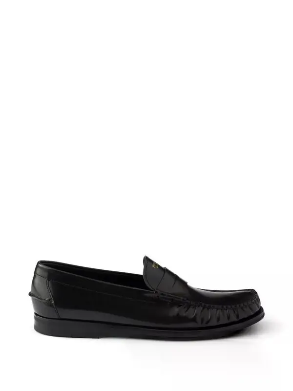 Prada Brushed Leather Loafers - Black