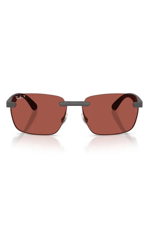 Ray-ban Polarized Rimless Rectangle Sunglasses - Sand Grey/polar Red