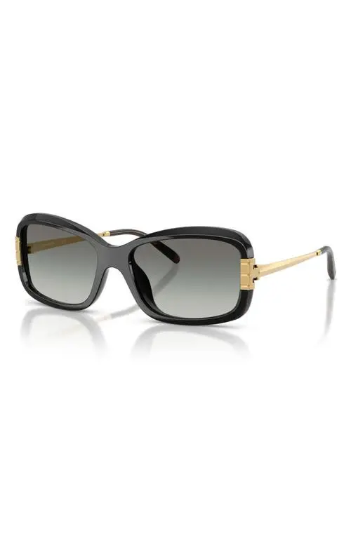 Tory Burch 56mm Rectangular Sunglasses - Black/grey Gradient