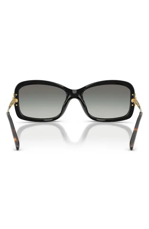 Tory Burch 56mm Rectangular Sunglasses - Black/grey Gradient