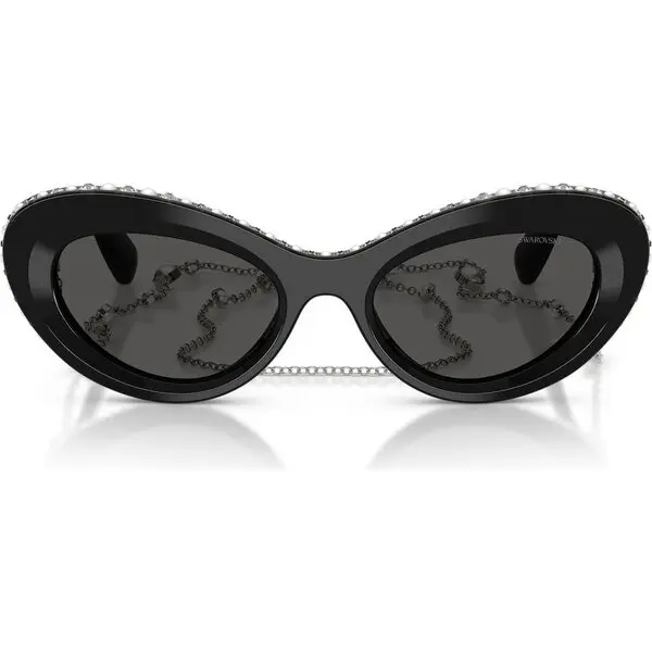 SWAROVSKI Embellished Cat Eye Sunglasses - Black/dark Grey