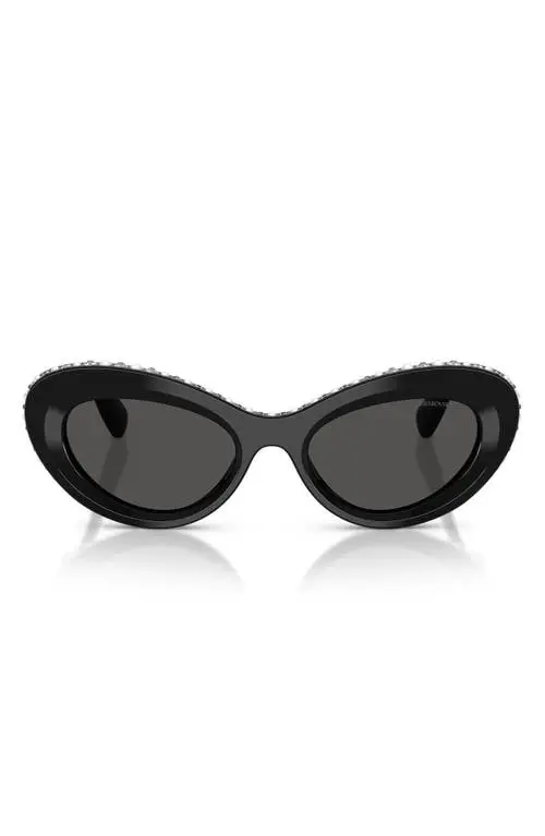 SWAROVSKI Cat Eye Sunglasses - Black/dark Grey