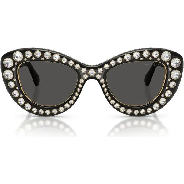 SWAROVSKI Embellished Cat Eye Sunglasses - Transparent Dark Grey/grey