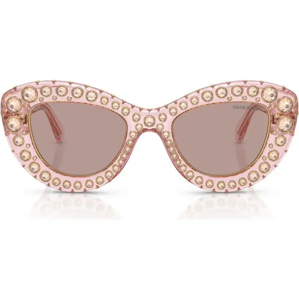 SWAROVSKI Embellished Cat Eye Sunglasses - Transparent Pink/purple