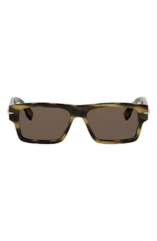 Fendi Selleria Rectangular Sunglasses - Brown Horn/brown