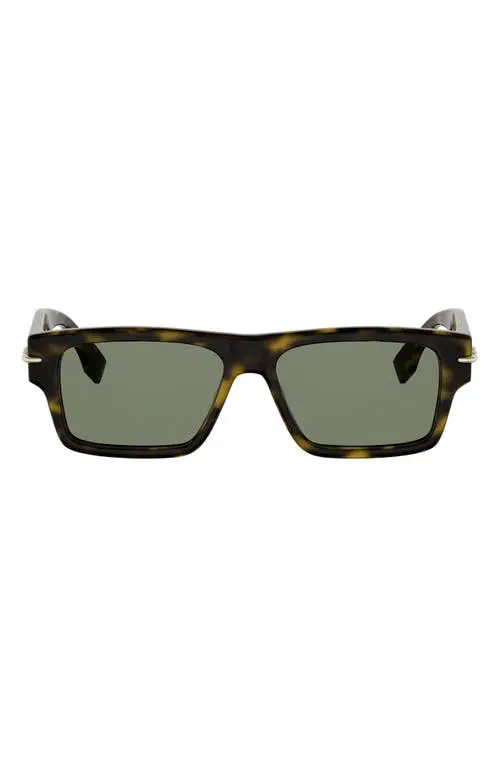 Fendi Selleria Rectangular Sunglasses - Dark Havana/green