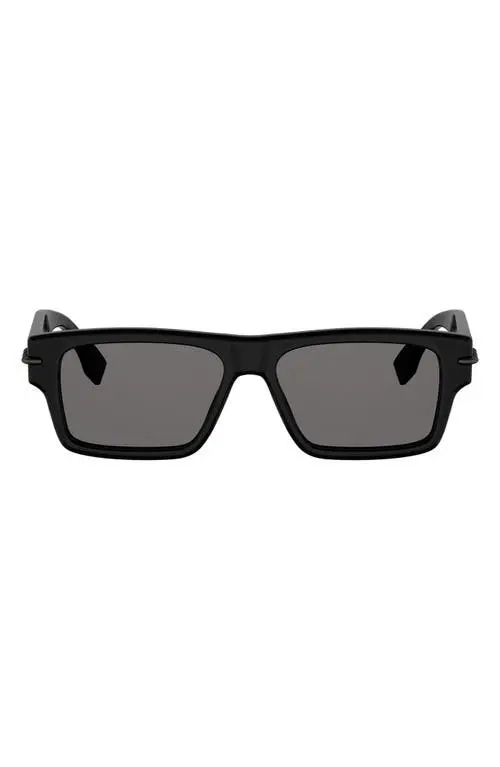 Fendi Selleria Rectangular Sunglasses - Shiny Black/smoke