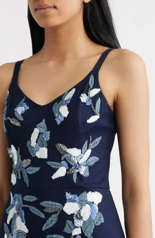 Pisarro Nights Sleeveless Embroidered Beaded Sequin Gown