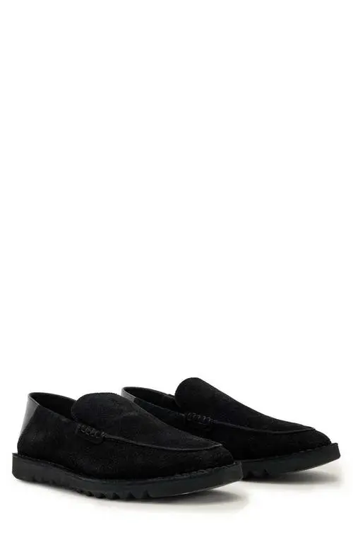 ALLSAINTS Suede Loafers With Polished Heel - Black