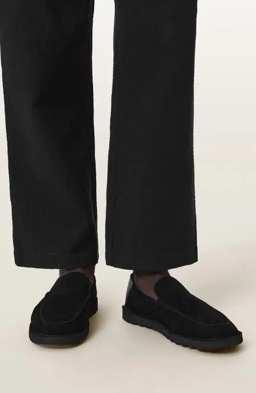 ALLSAINTS Suede Loafers With Polished Heel - Black