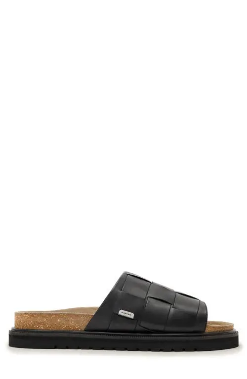 ALLSAINTS Woven Leather Slide Sandals - Black