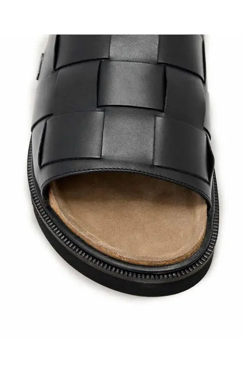 ALLSAINTS Woven Leather Slide Sandals - Black
