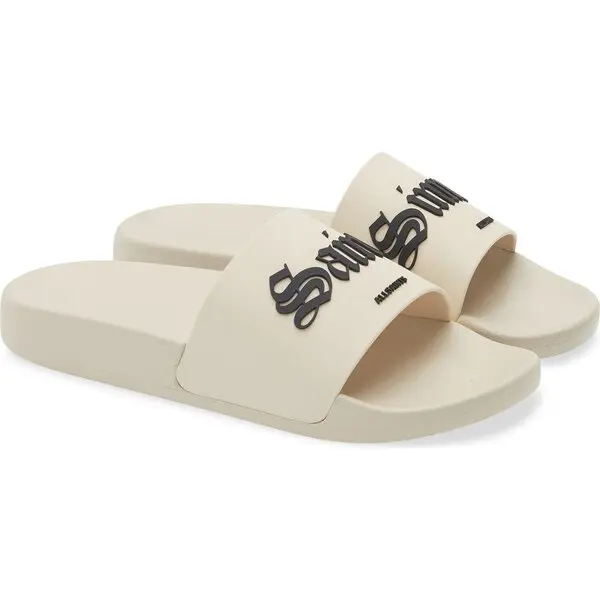 ALLSAINTS Saint Slide Sandals With Logo Detailing - Chalk White