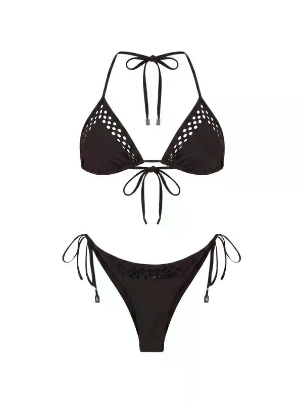 Attico Perforated Detail Bikini - Brown
